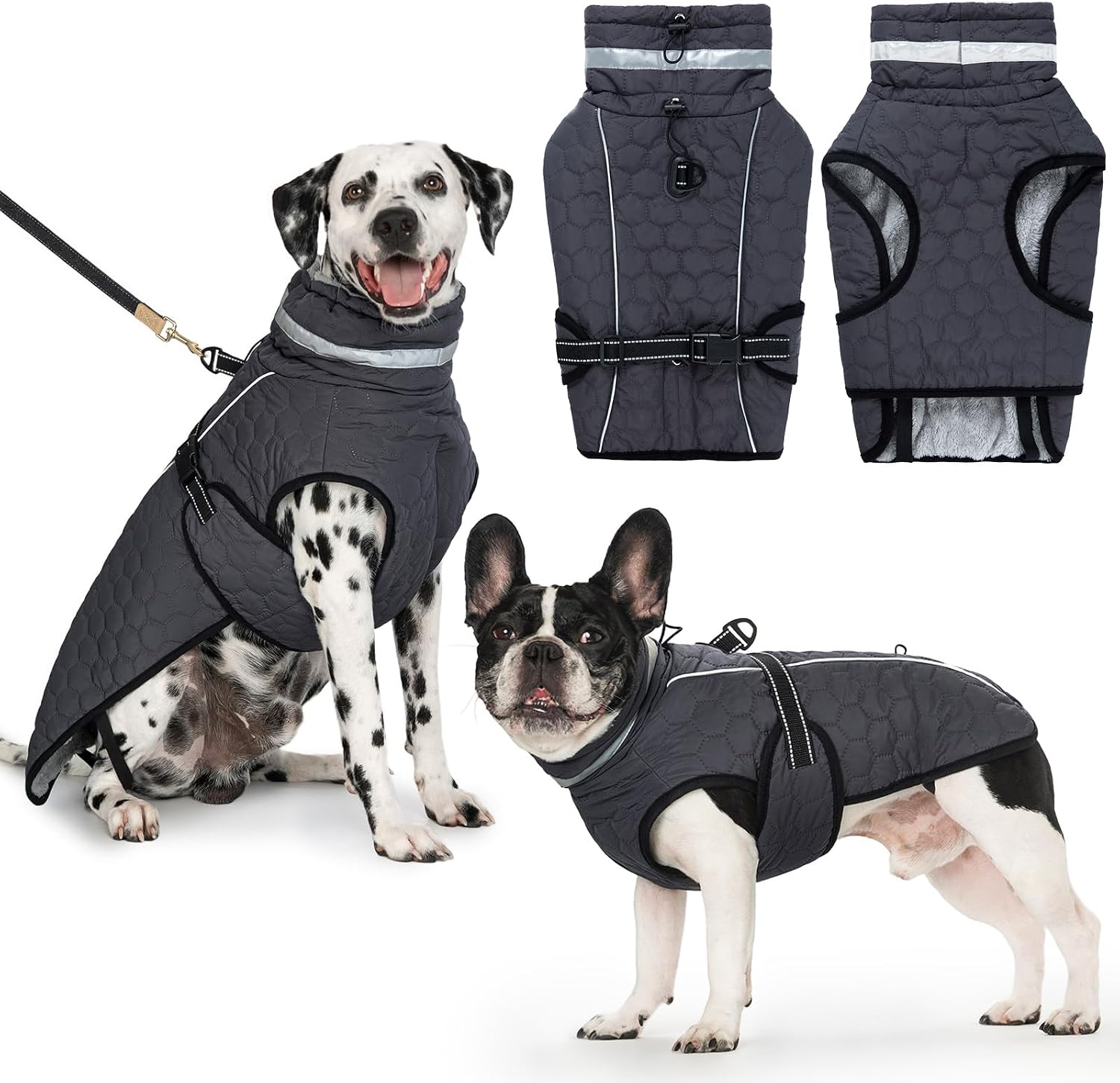 Cyponpy Dog Coats Waterproof Jacket Fleece Lined Dogs Coat with Harness ...