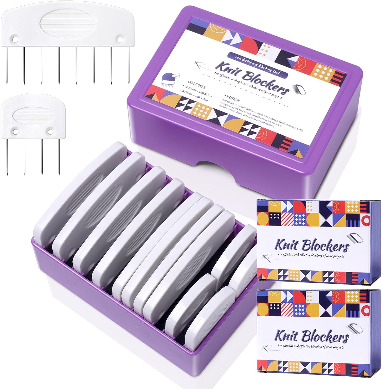 Amazon.com: Opstin 2 Boxes Knit Blocking Pins Kit for Knitting ...