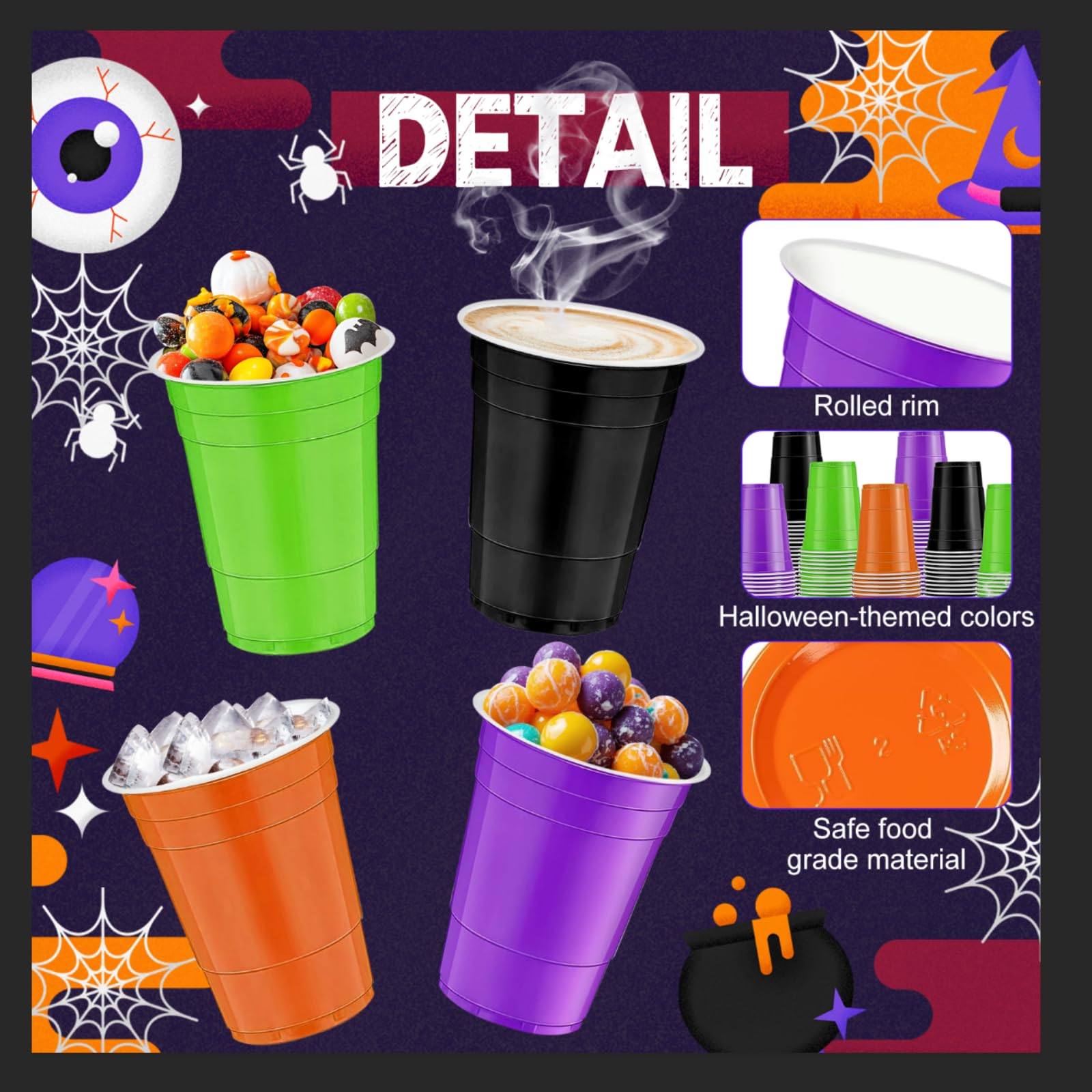 Snapklik.com : Cssopenss 100 PCS Halloween Party Cups 16 Oz Halloween ...