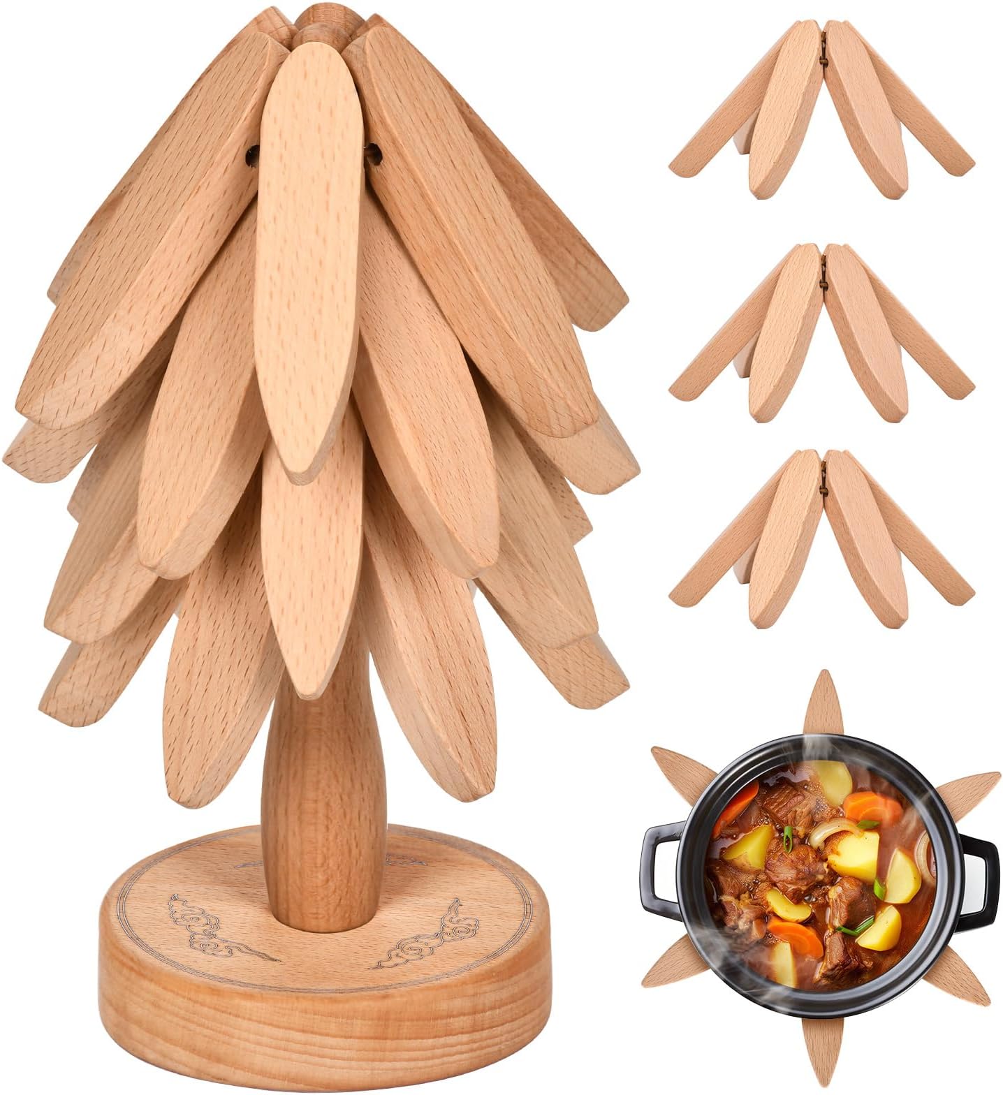 Amazon.com: Mamakura Wooden Tree Trivet Set, Christmas Trivet,Tree ...