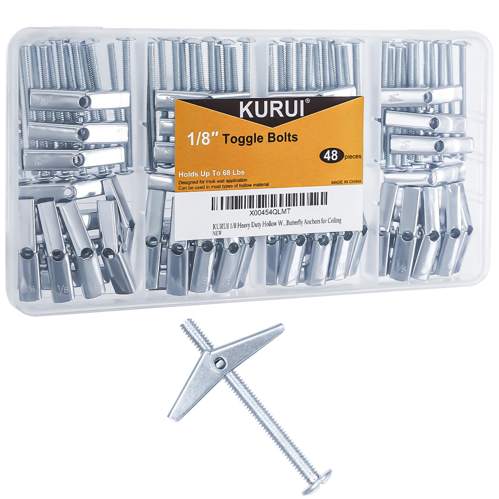 Snapklik.com : 1/8 Toggle Bolts For Drywall, 48 Pcs Heavy Duty Metal Drywall Anchors Kit, Dry ...
