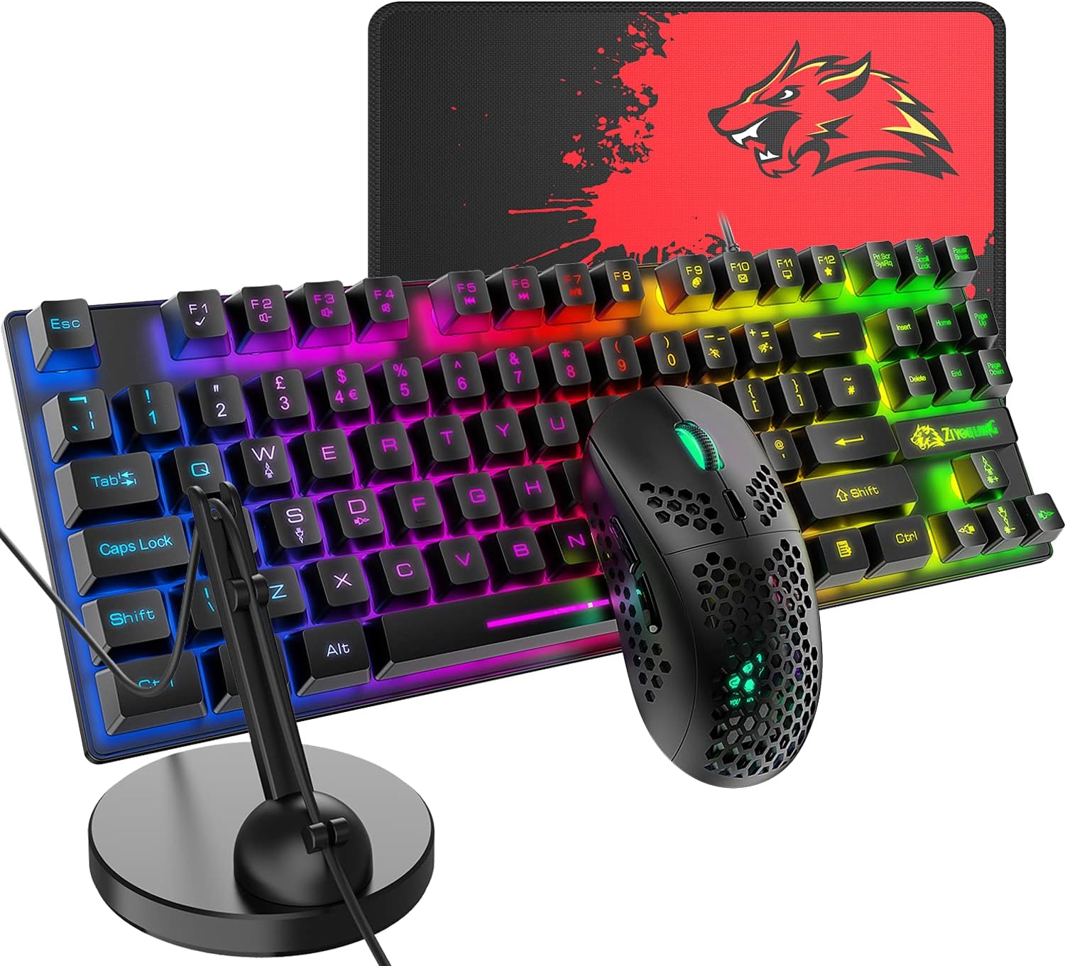 UK Layout Gaming Keyboard Mouse and Mouse Bungee, Mice Pad, 88 Keys ...