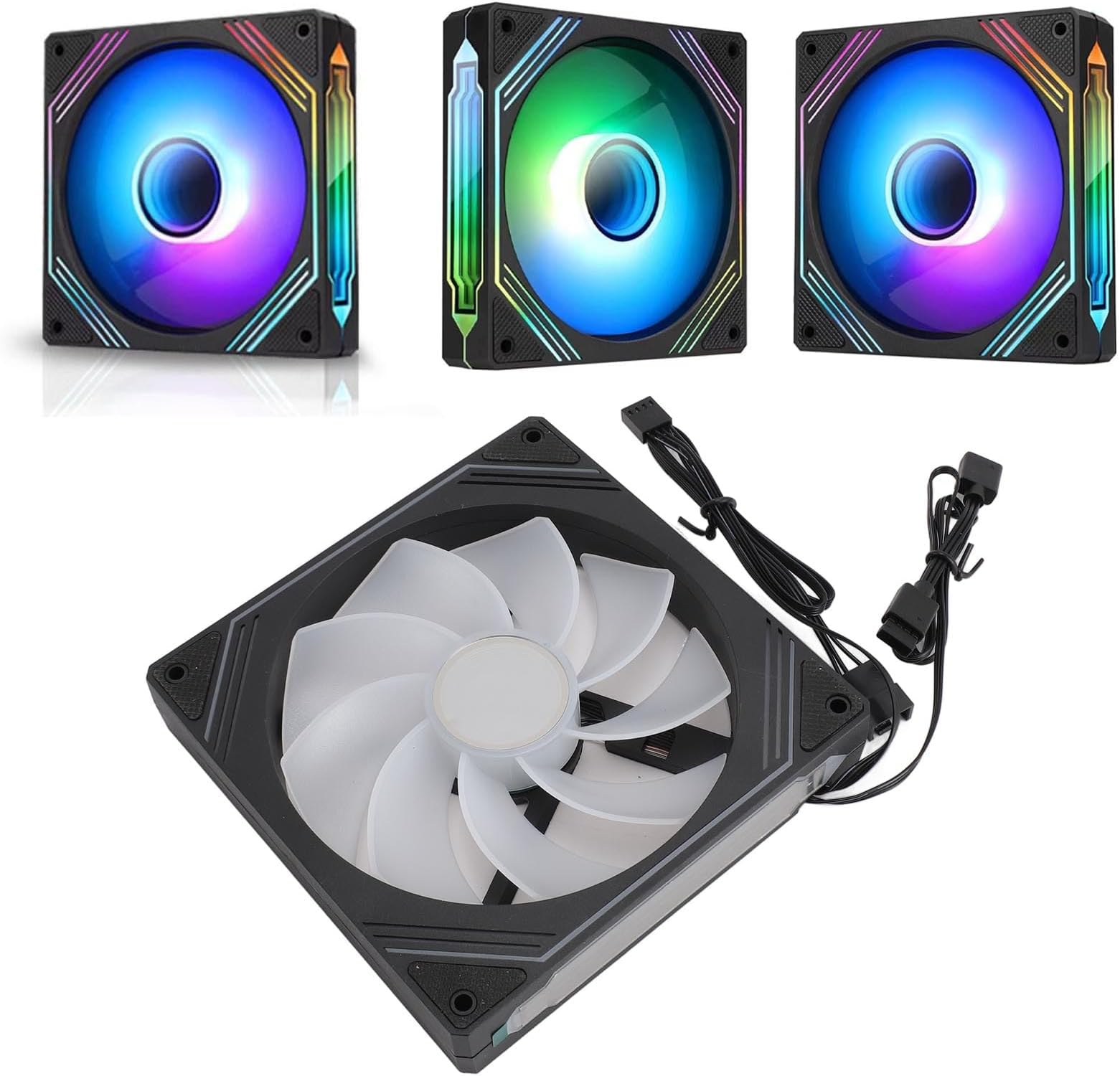 140mm ARGB PWM Chassis Fan, DIY Colorful Speed Adjustable Case Fans ...