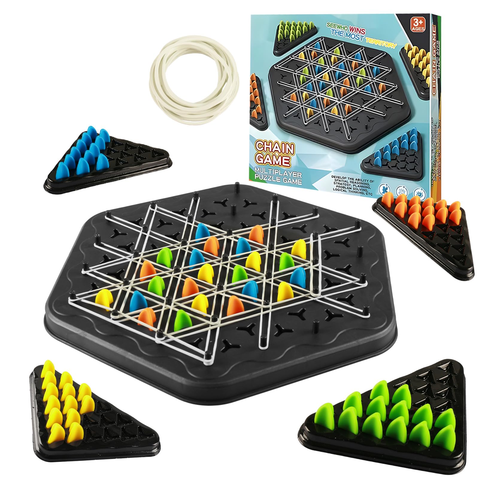 Amazon.com: Triggle Rubber Band Game, for Kids, Chain Triangle Chess ...
