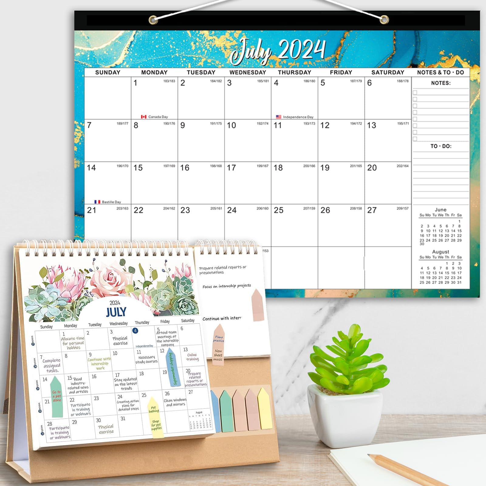 Wall Calendar 2024/25 UK - 2024 2025 Calendar Month to View - July 24 ...