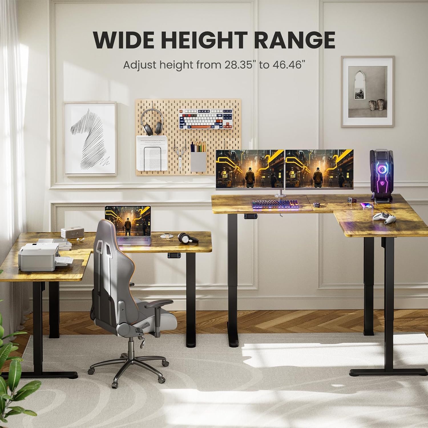 Snapklik.com : L-Shaped Electric Standing Desk, 63 Inches Double Motor ...