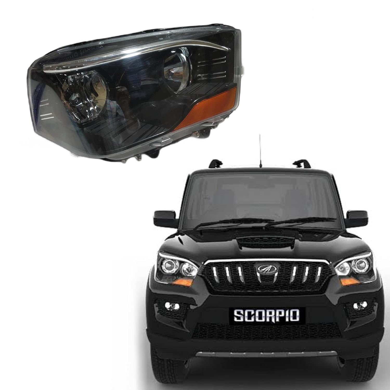 K D Headlight for Mahindra Scorpio S2/S10/S11/ S9/ S12/ S7 (All S ...