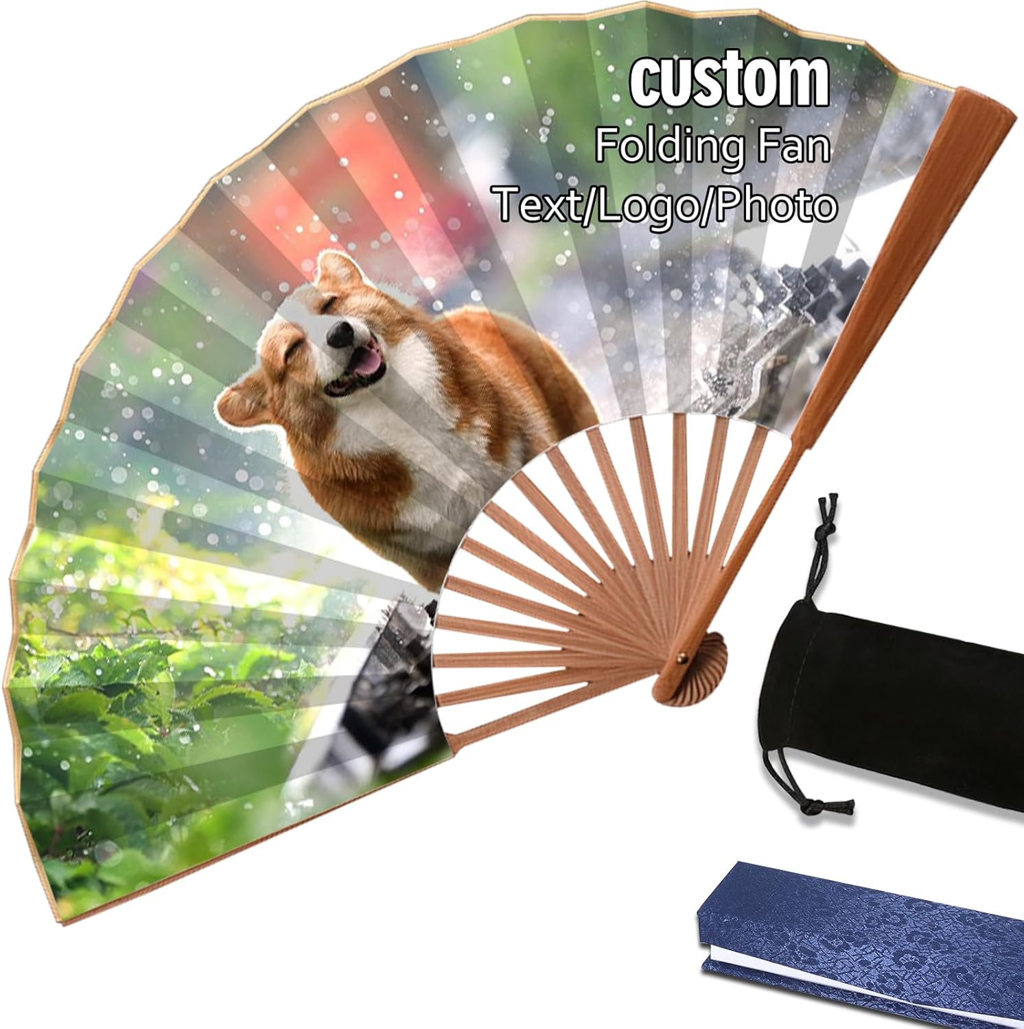Amazon.com: Personalized photo folding fan, custom handheld folding fan ...