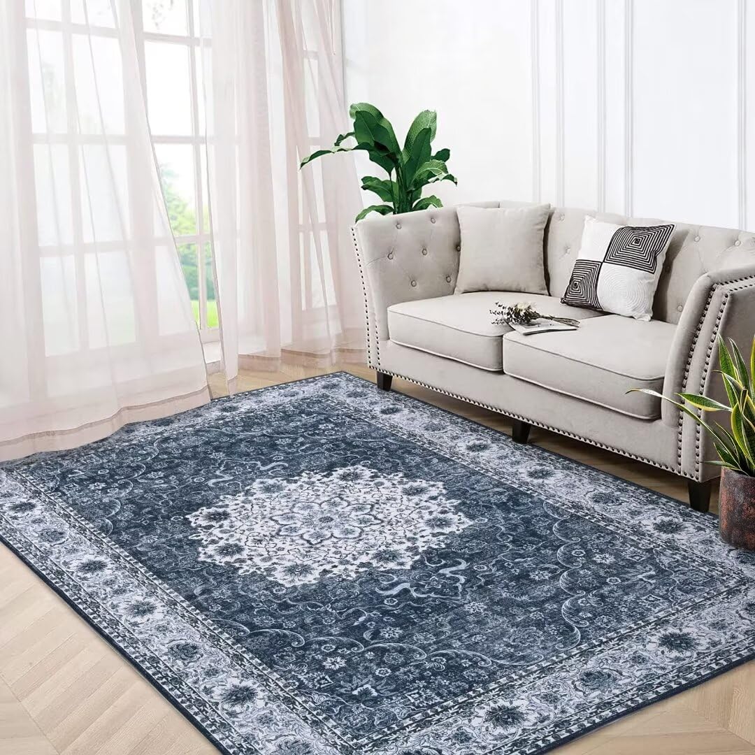 Amazon.com: GlowSol Large Rug 9x12 Floral Print Distressed Area Rug ...