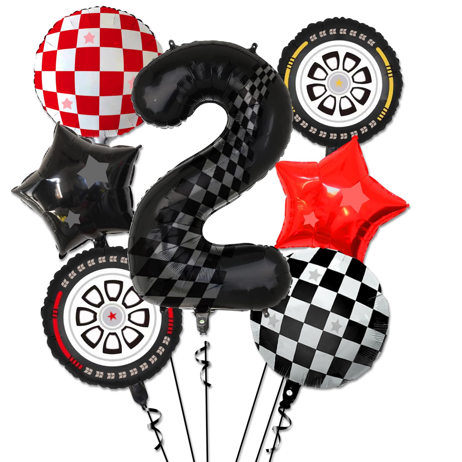 Amazon.com: Race Car Balloons - 2nd Birthday Balloons Number 2 Balloon ...