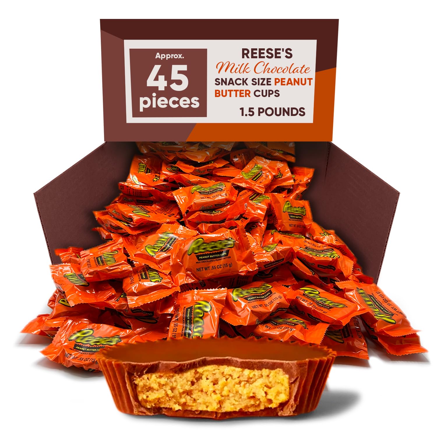 Amazon.com : Milk Chocolate Peanut Butter Cups (1.5Lb, Approx. 45 ...