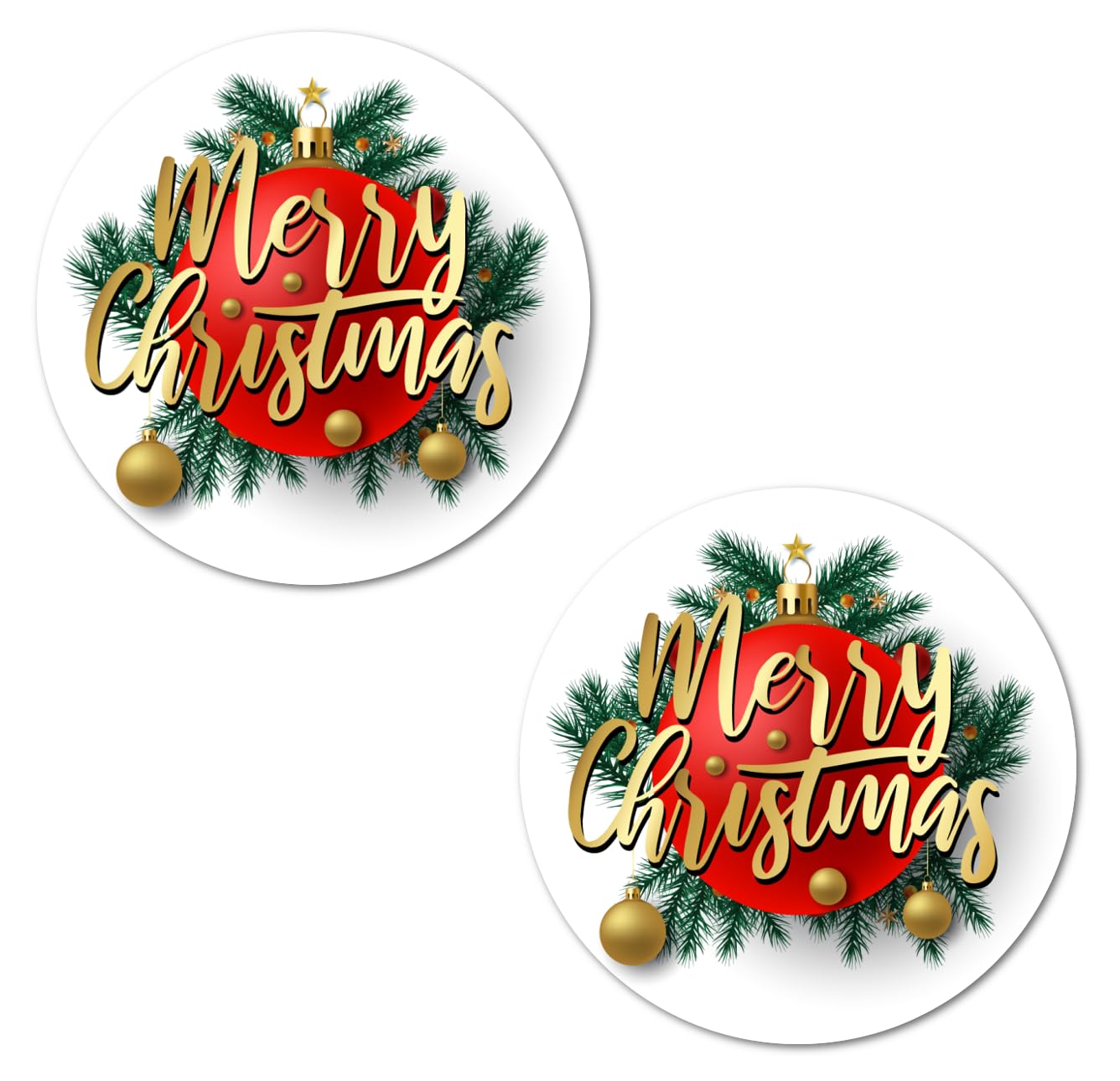 Amazon.com: 40 Merry Christmas Decorative Stickers, 2 Inch Big Round ...