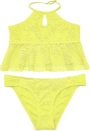 Amazon.com: SHEKINI Girls Cute Halter Ruffle Bikini Beach Bathing Suits ...