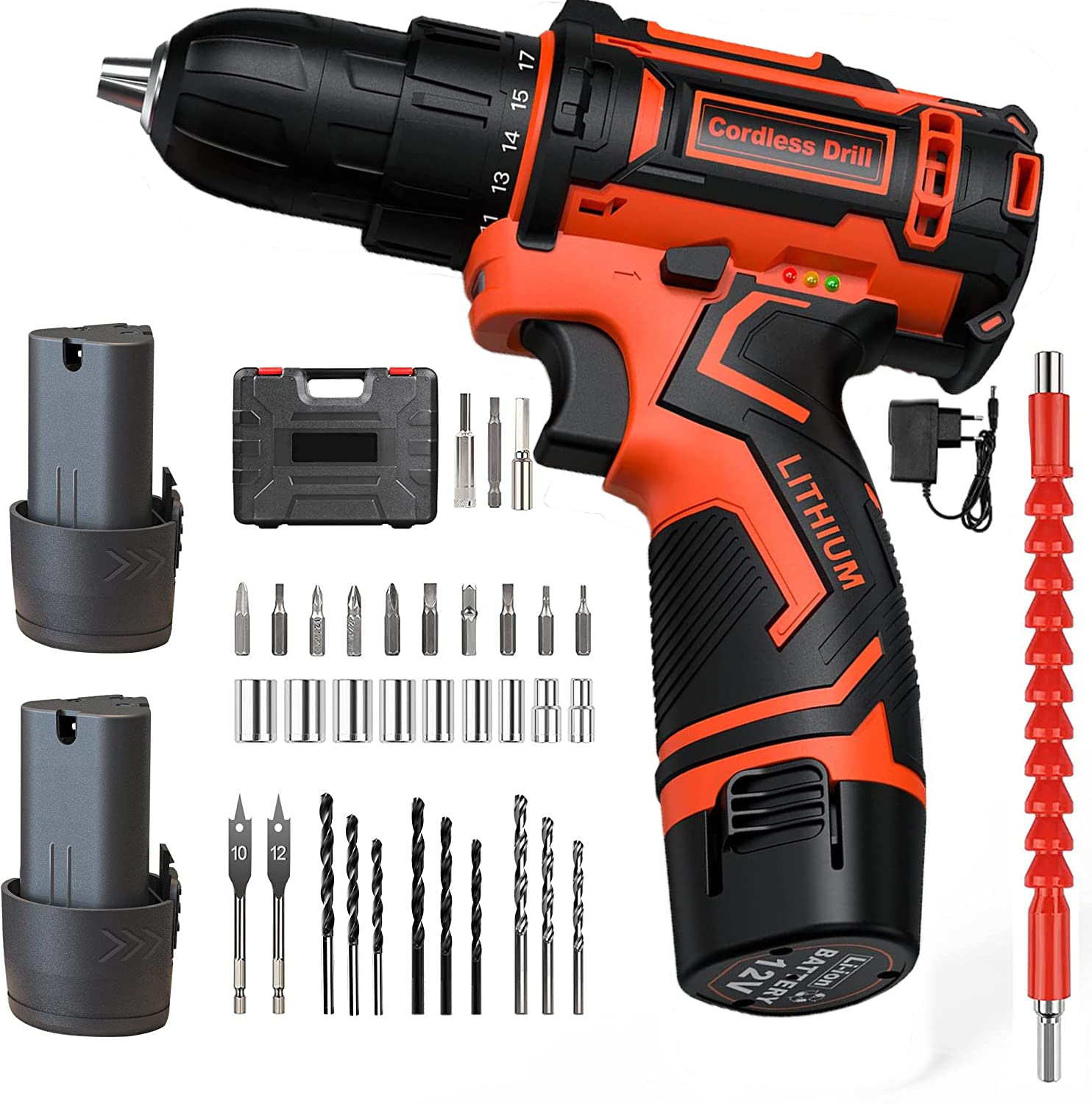 Cordless Electric Screwdriver,12v Rechargeable Electric Drill Driver ...