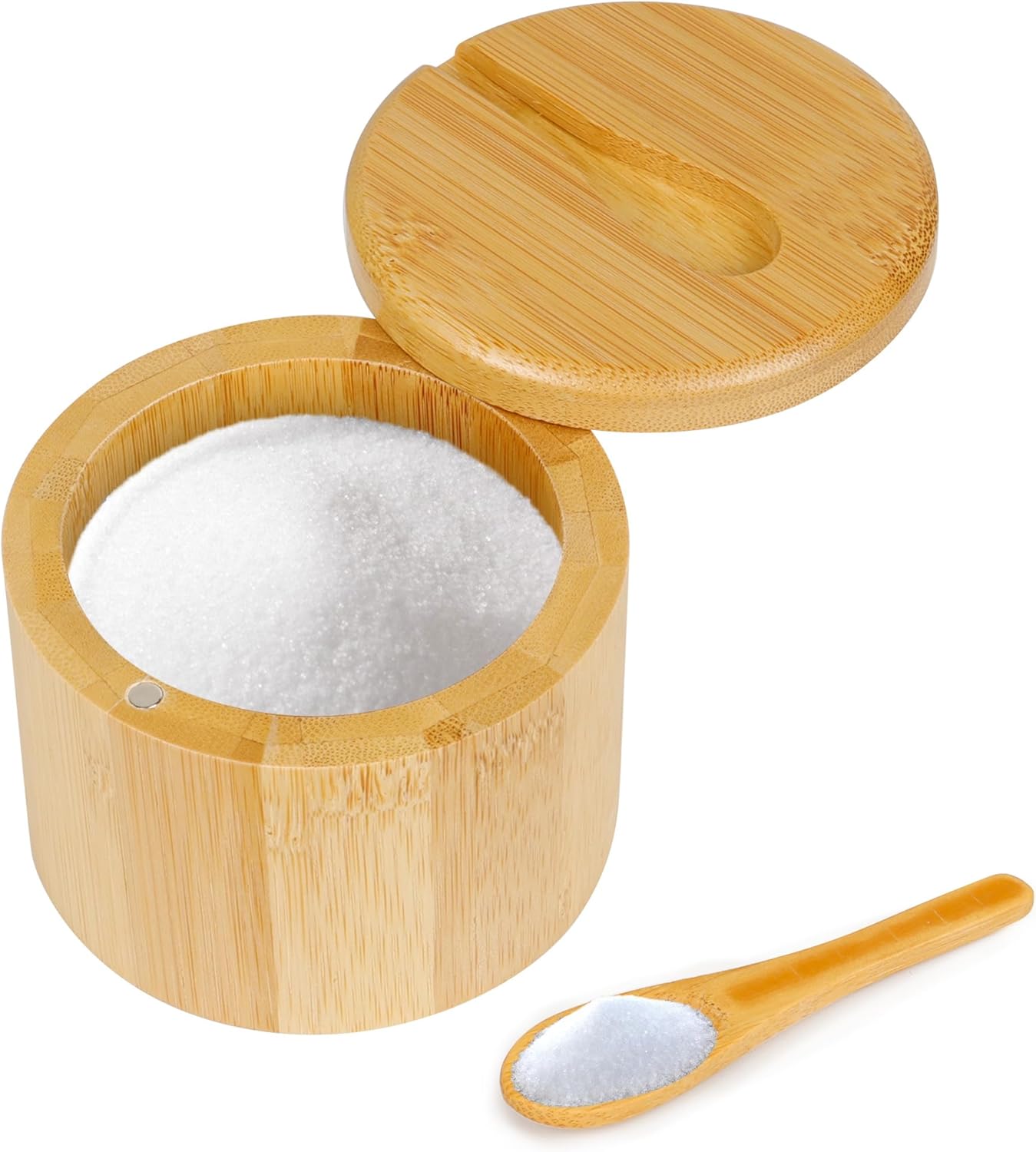 Amazon.com: Loscarol 1Pcs Bamboo Salt Cellar Spice Box with Magnetic ...