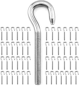 Amazon.com: QWORK M6 Hook Bolt 304 Stainless Steel Ring Screw - 50 Pack ...
