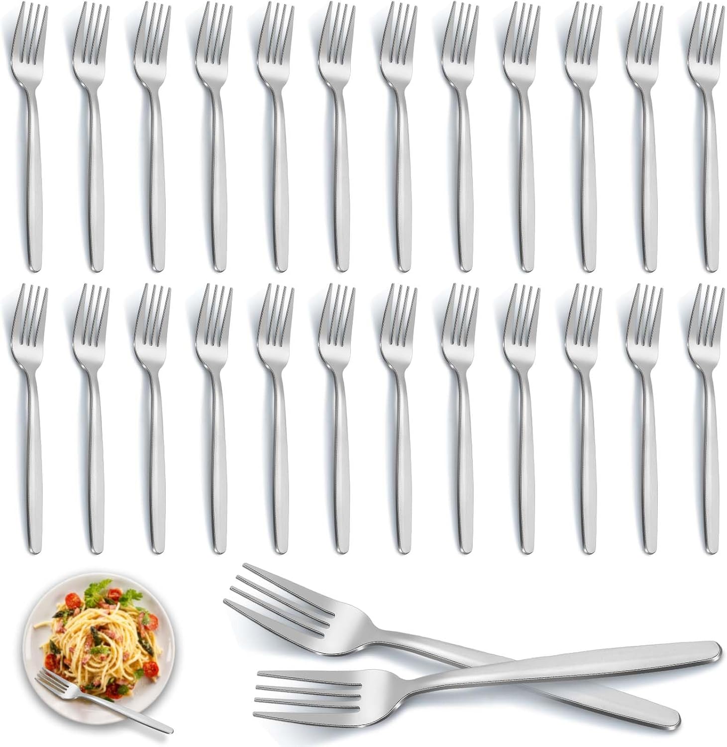 Forks Set of 24, Pleafind Stainless Steel Dinner Fork, Fork Set for ...
