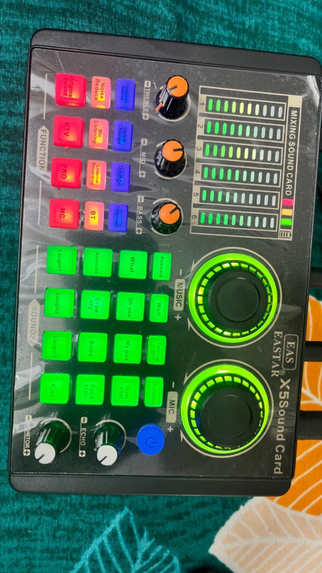 Professional Live Sound Card Mixer Board, LED Light Voice Changer Sound ...