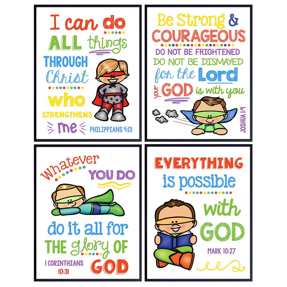 Amazon.com: Superhero Wall Decor for Boys - Christian Wall Art for Boys ...