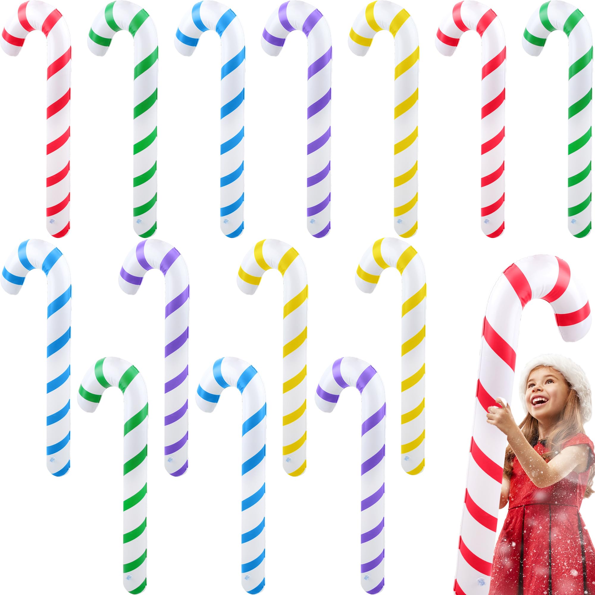 Amazon.com: Haconba 15 Pack 35 Inch Christmas Inflatable Candy Canes ...
