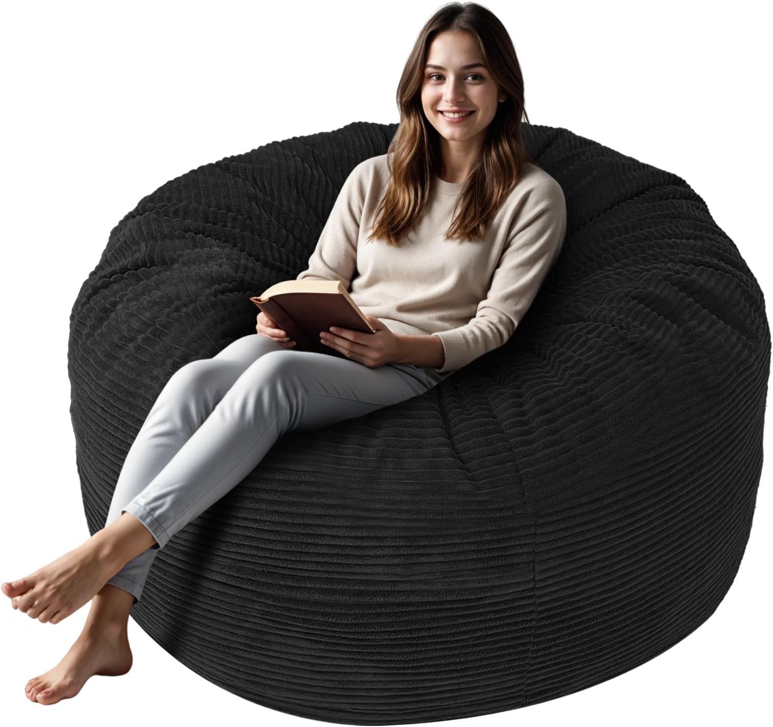 Amazon.com: Bean Bag Chairs with Faux Rabbit Fur Cover, 4 ft Giant ...