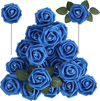 Vintage Royal Blue Rose Artificial Flowers, Fake Roses Silk Rose Flower ...
