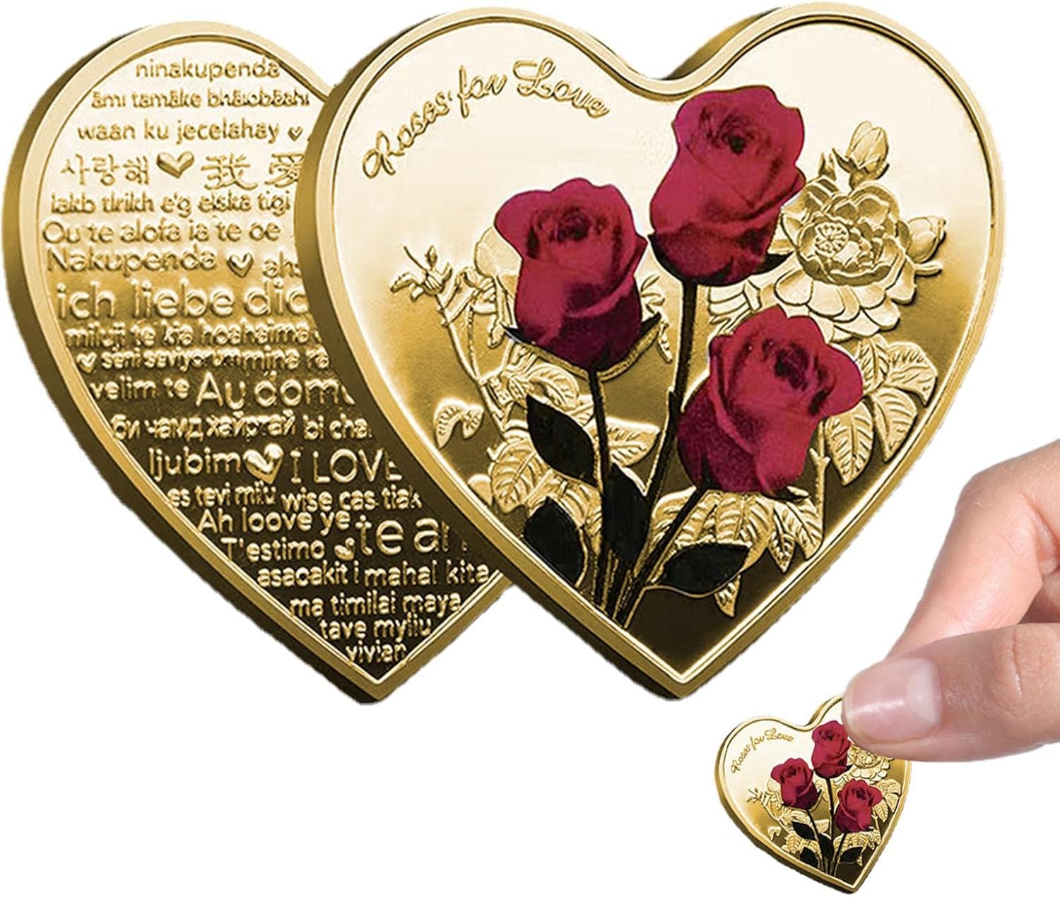 Commemorative Coin, Heart Shaped Love Lucky Coin Flower Heart Shape ...