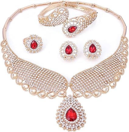 Amazon.com: OUHE18K Red Jewelry Sets for Women, Wedding Jewelry Sets ...