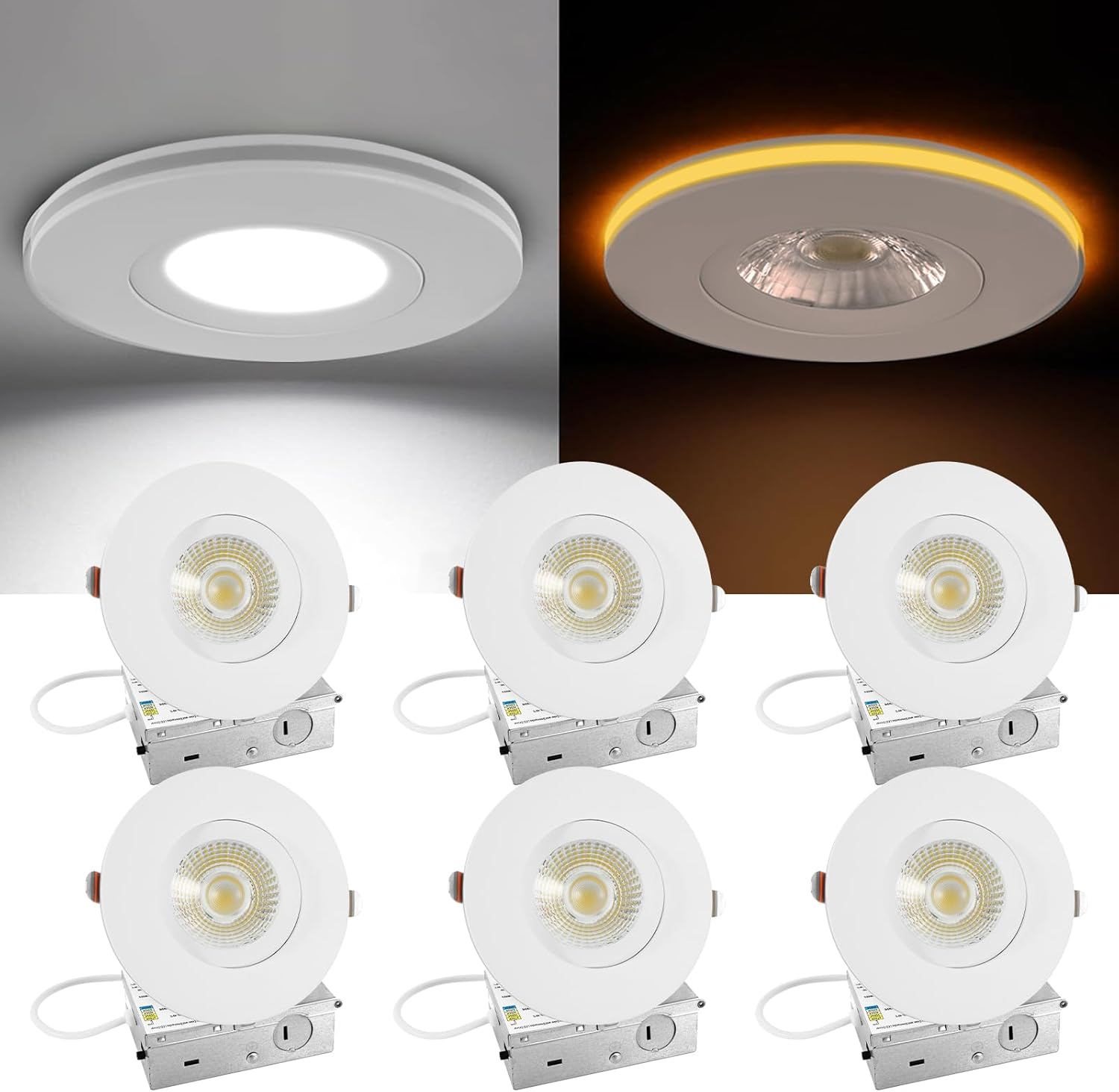 Recessed Lighting 4 Inch - with Night Light, 5CCT+2000K, Soffit Lights ...