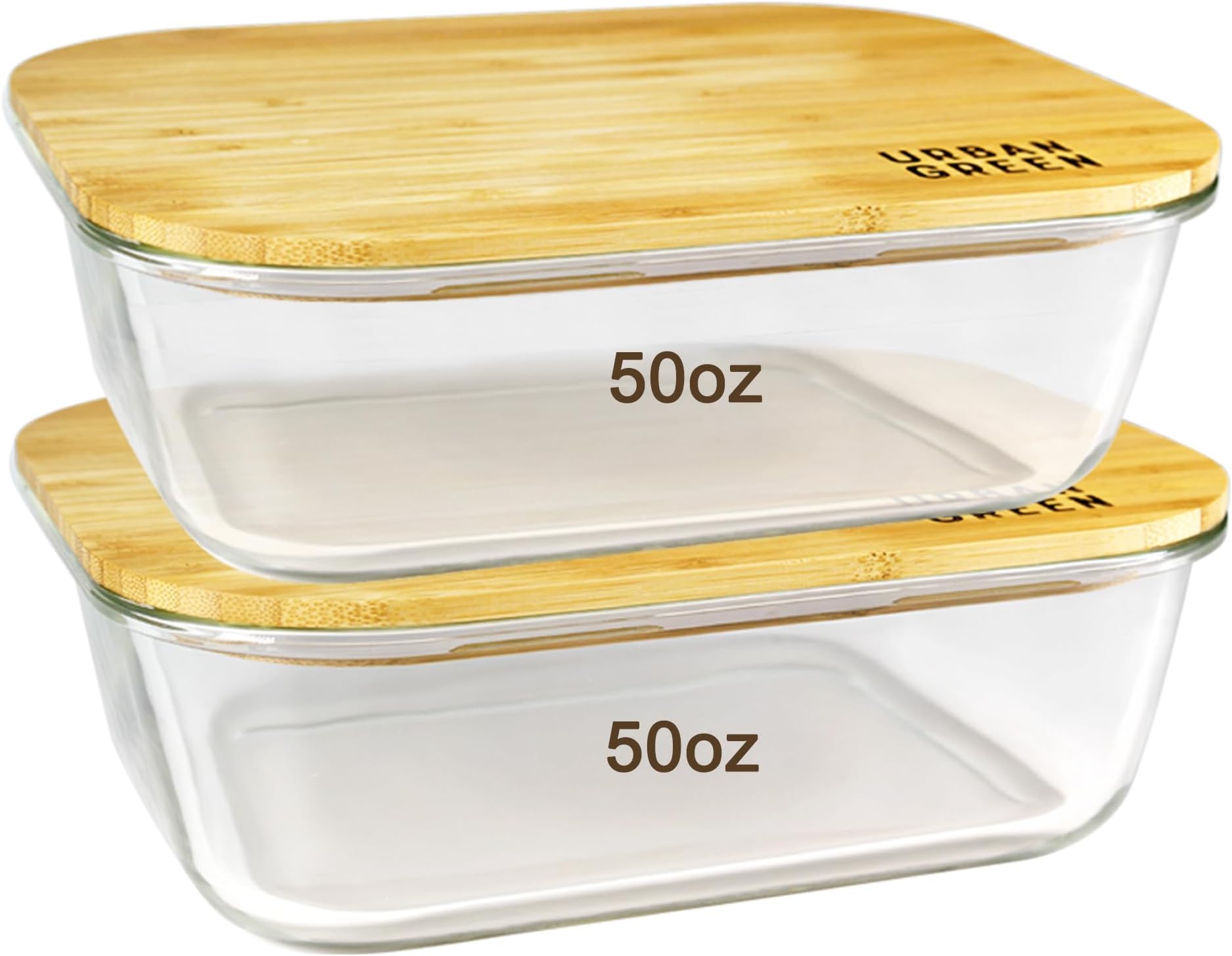Amazon.com: Urban Green Glass Container with Bamboo Lid, 2 Pack of 50oz ...