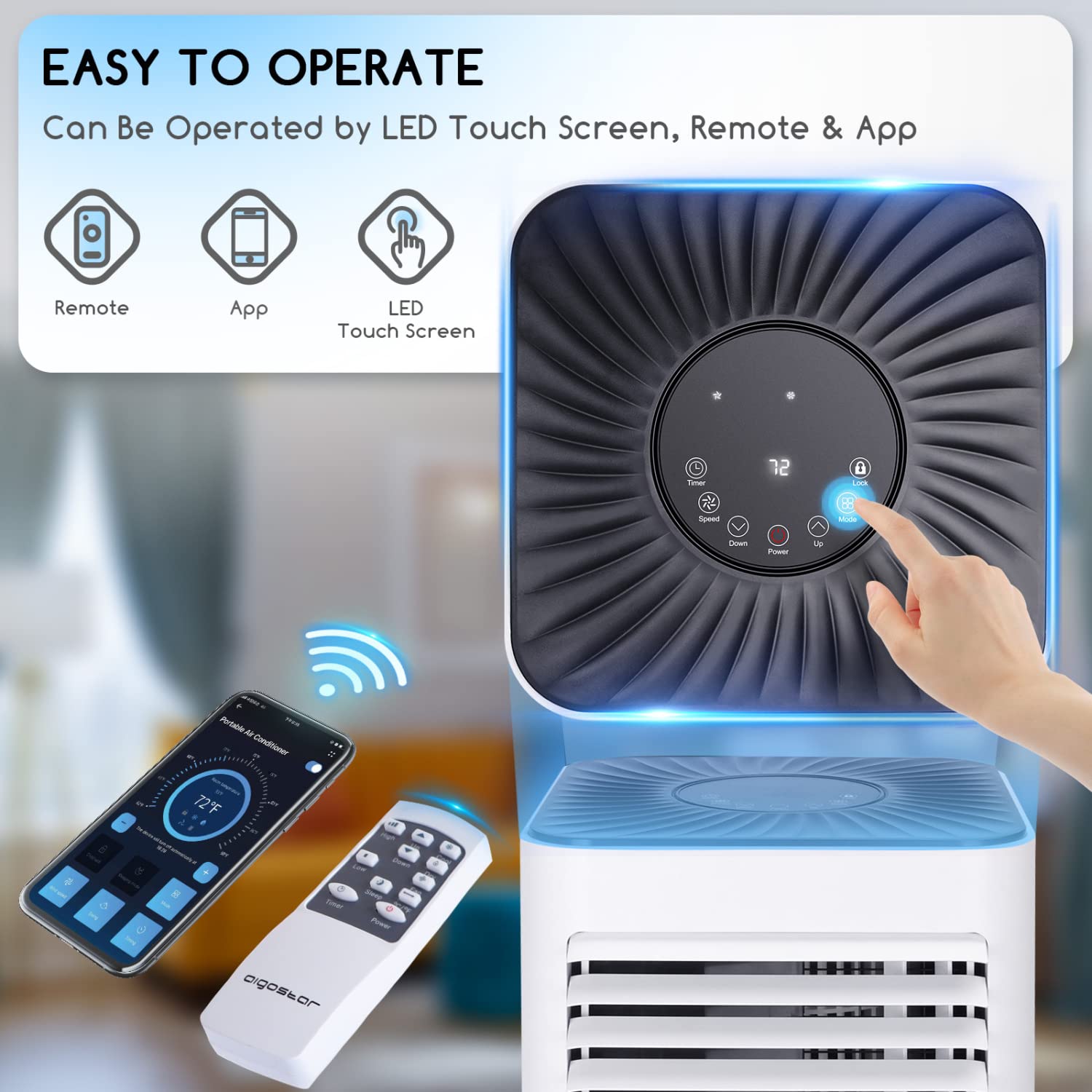 Aigostar 10000 BTU Portable Air Conditioners, Dehumidifier, Fan, 4-in-1 ...