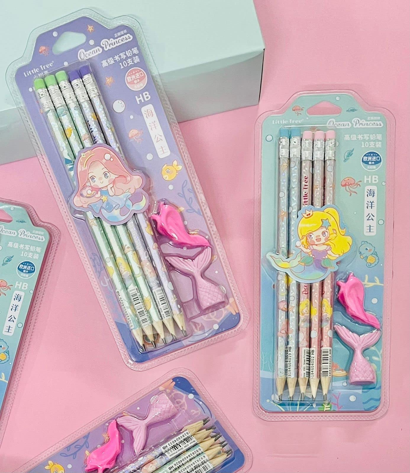 Le Delite Stylish Mermaid Hb Lead Pencils Stationary Kit (1 Box 10 ...