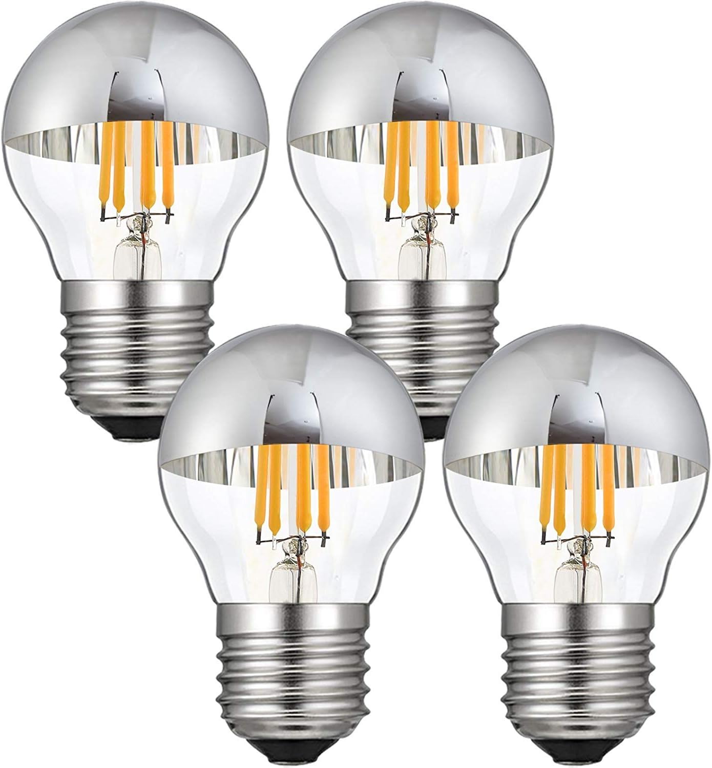 Lxcom Lighting 4W G45 Edison LED Bulb Silver Tipped Dimmable Vintage ...