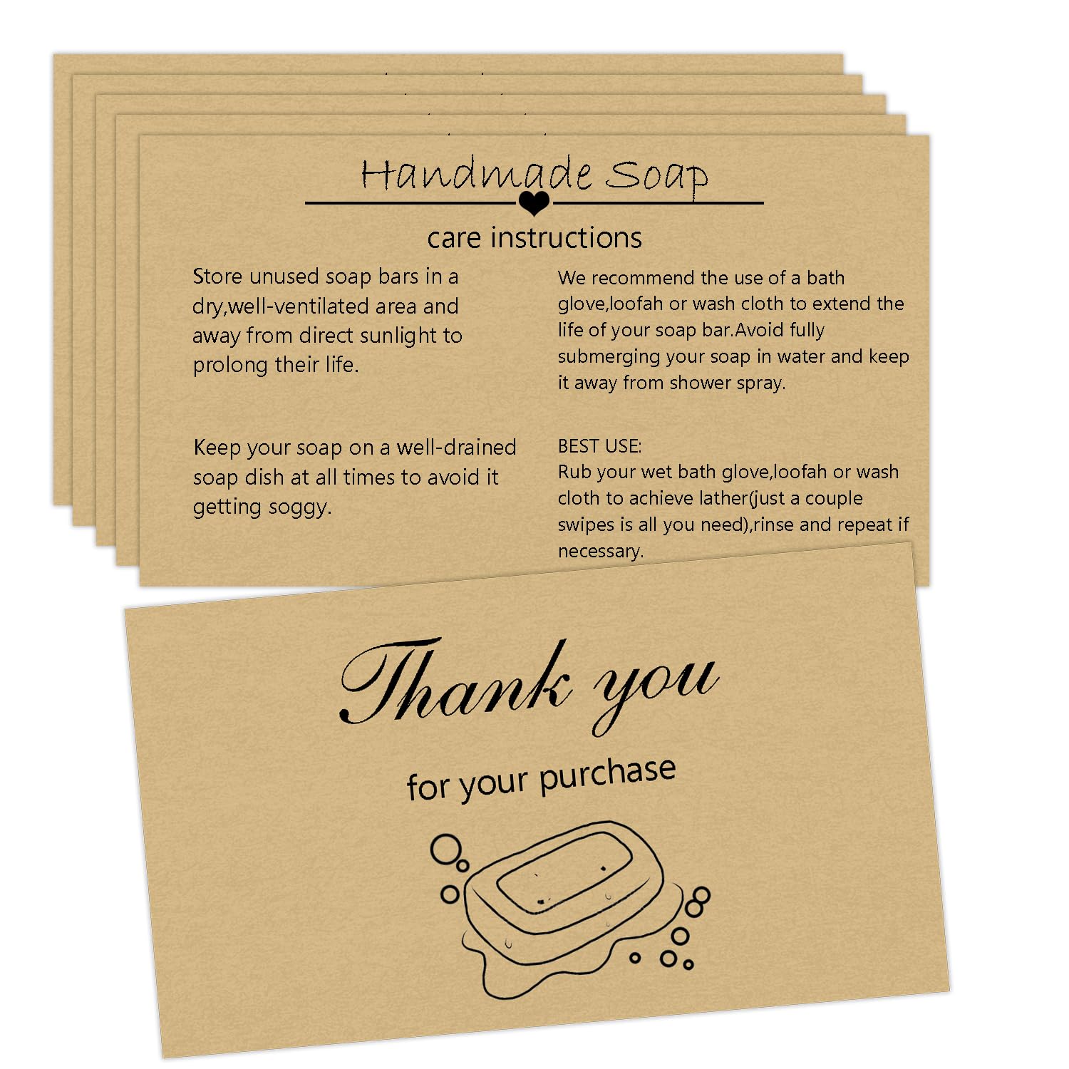 Amazon.com: 50Pcs Handmade Soap Care Cards 3.5×2 Inch Handmade Soap Bar ...
