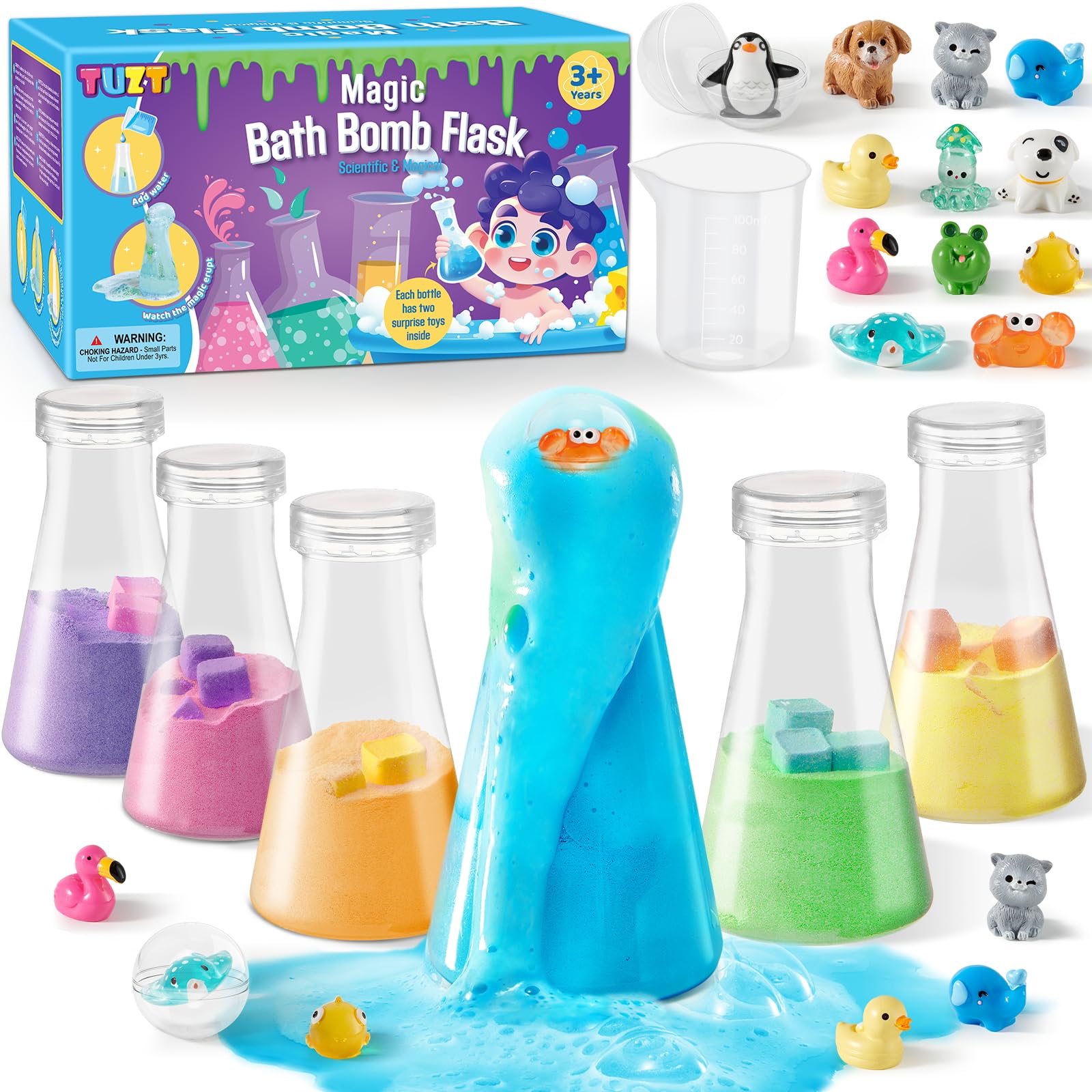 Amazon.com: TUZT Kids Bath Bombs Potions Kit with 12PCS Surprise Toys ...