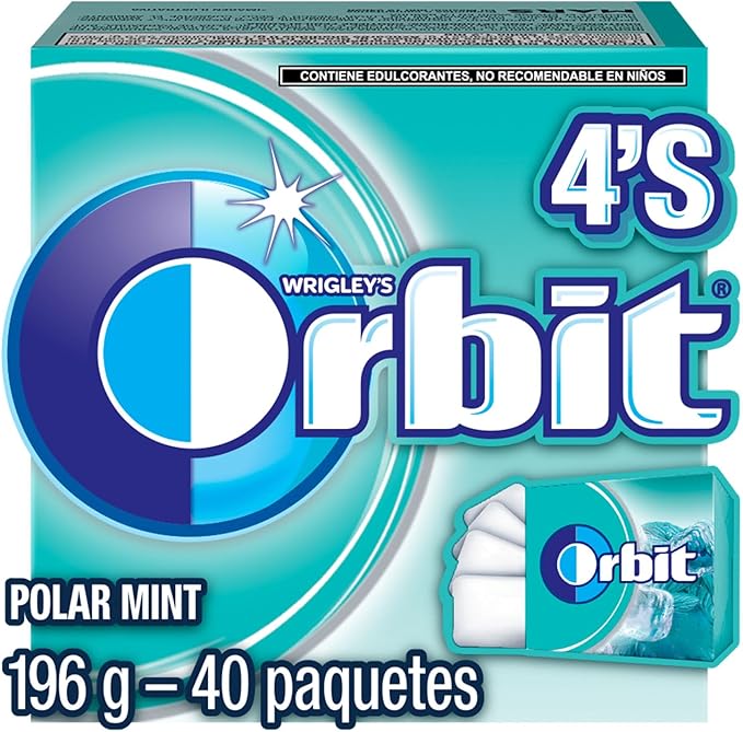 Orbit chicles polar mint sin azúcar, 40 paquetes de 4 piezas. 196g ...