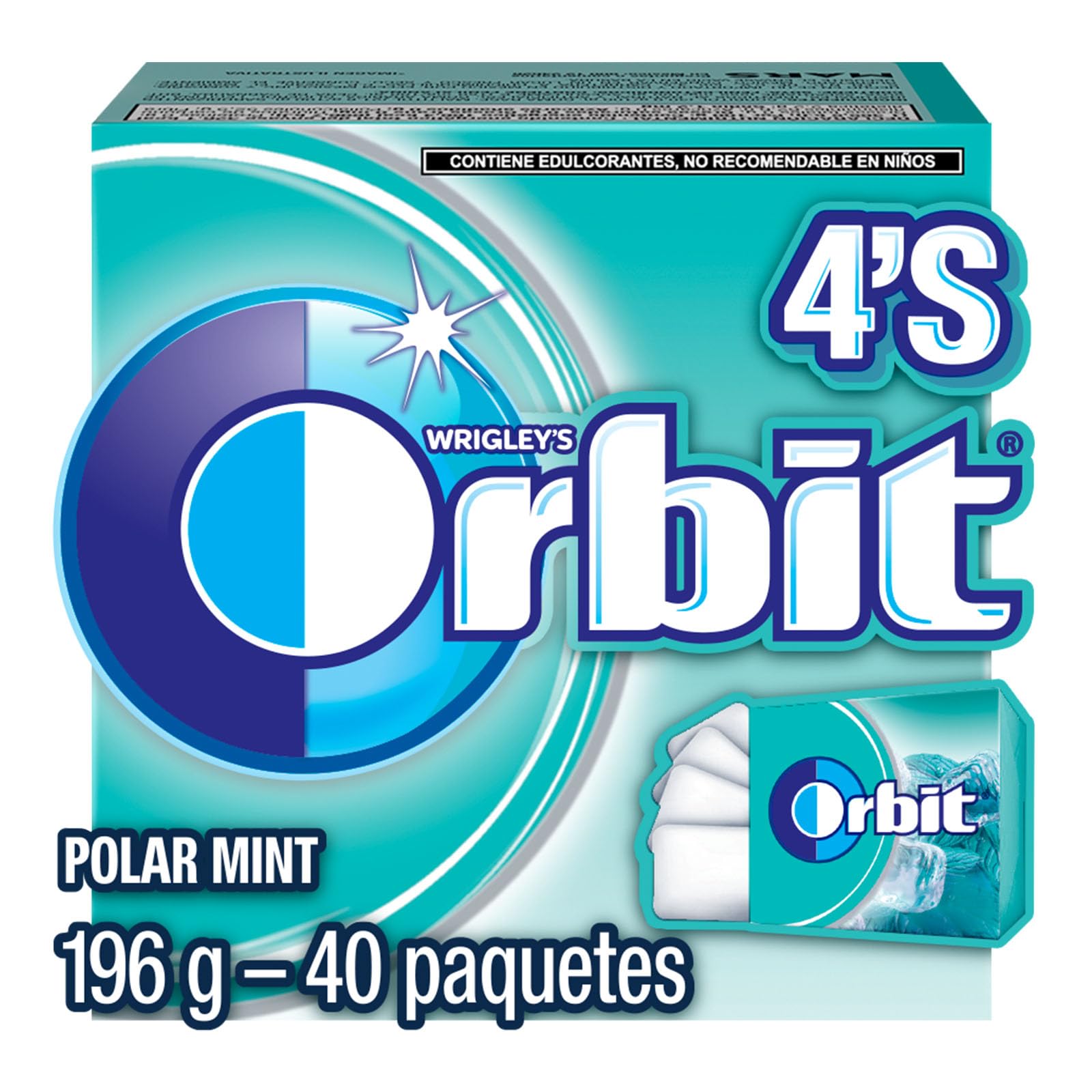 Orbit chicles polar mint sin azúcar, 40 paquetes de 4 piezas. 196g ...