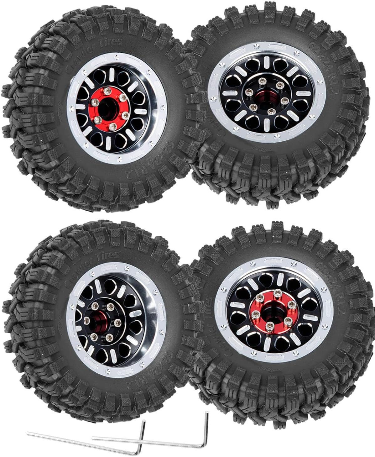 Amazon.com: RCMYou RC 1.2 Tires & 1.2 Beadlock Wheels Adjustable 4 ...