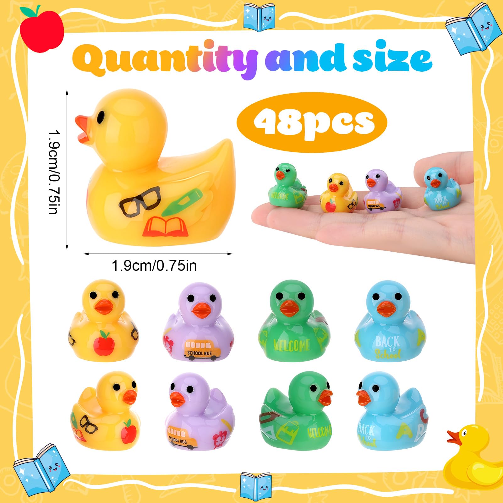 Snapklik.com : GGSTDDUP 48 Pcs Back To School Resin Ducks, Positive ...