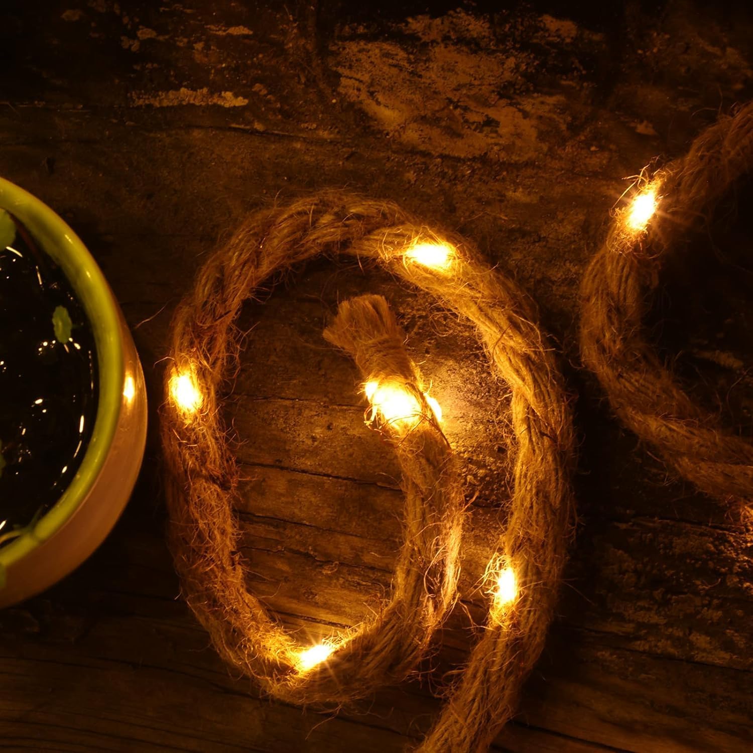 Gresonic Hemp Rope Fairy Lights, 25LED 2m String Light Warm White ...