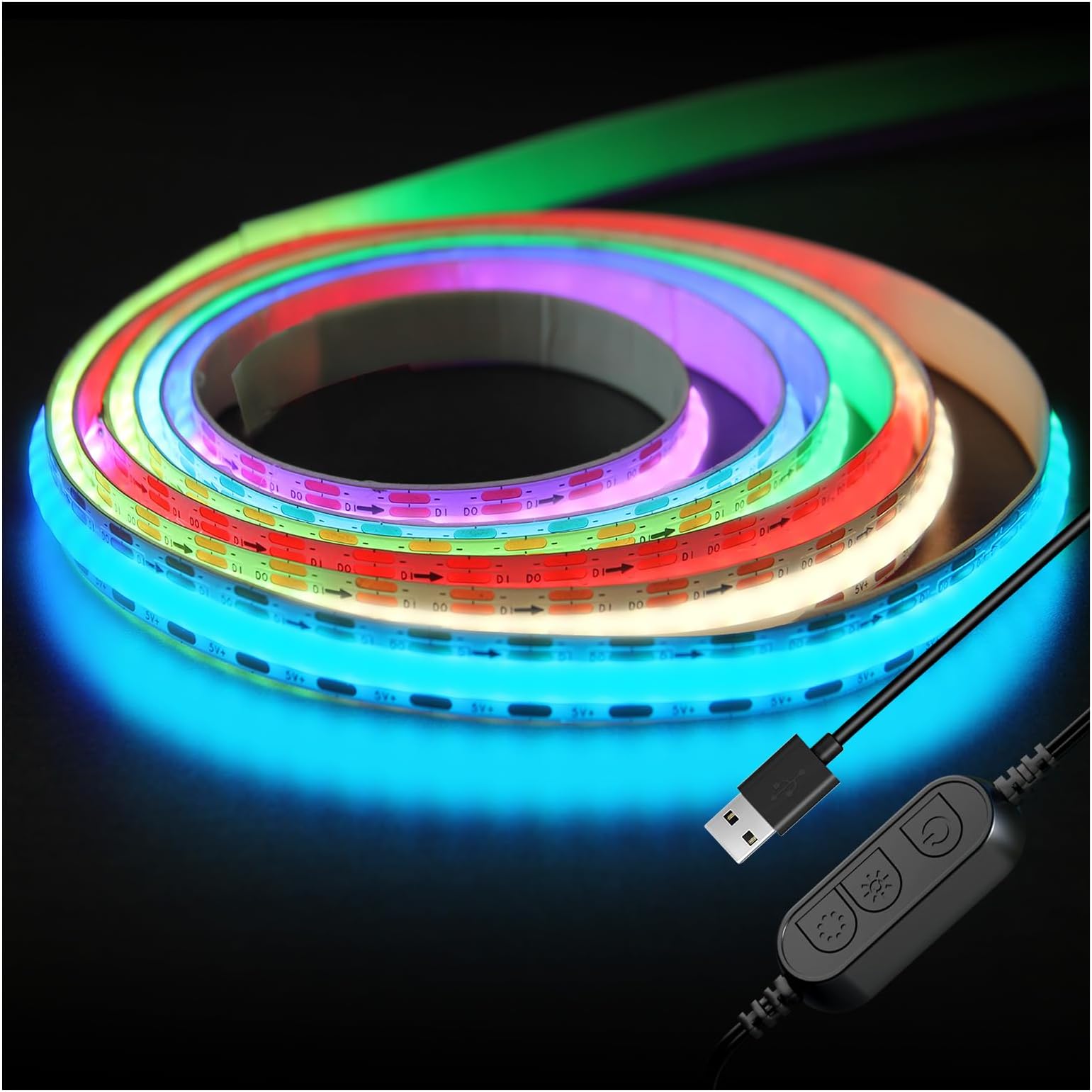 Amazon.com: DAYBETTER RGB Smart IC LED Strip Lights 5V USB 6.56ft/2m ...