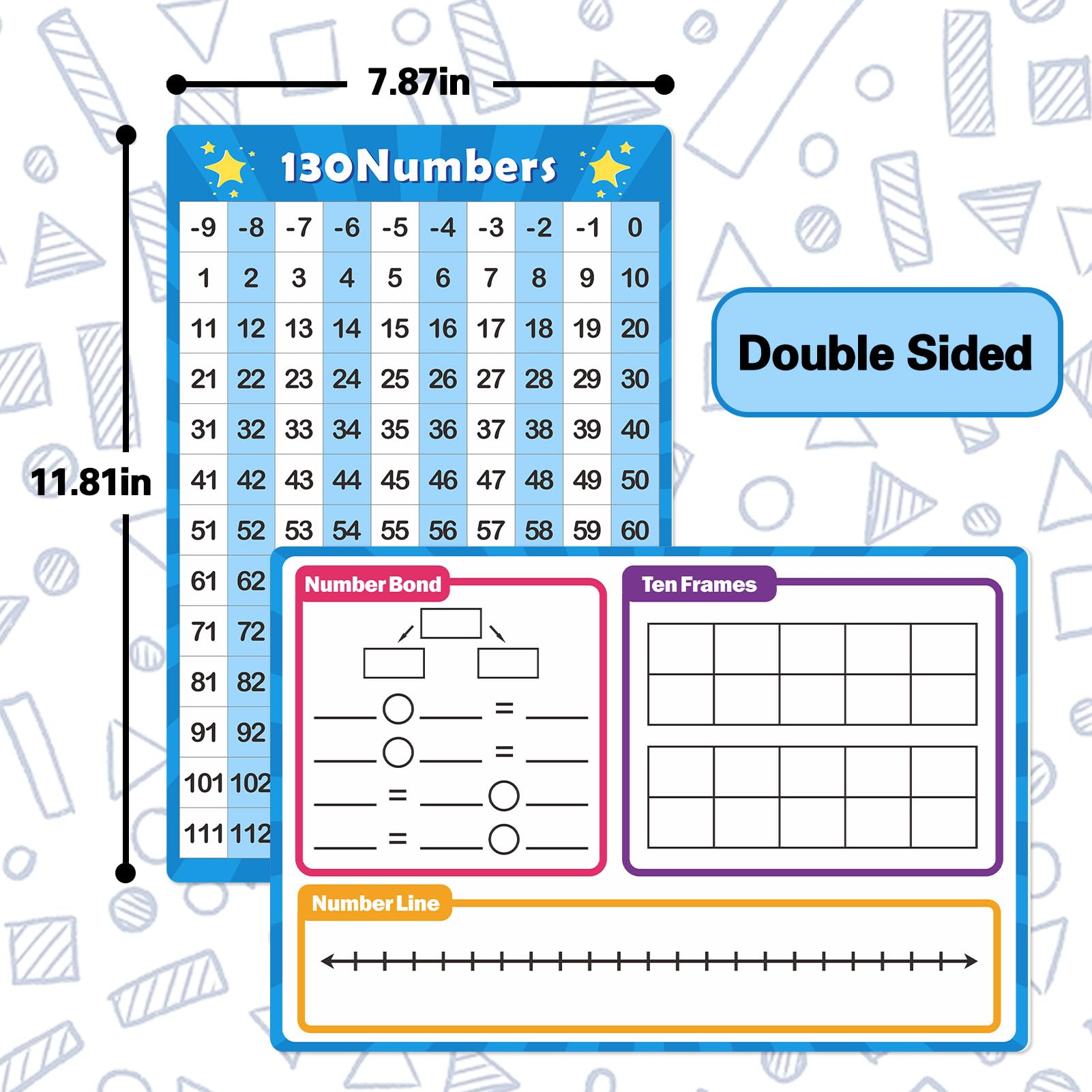 Snapklik.com : Dry Erase Number Line Whiteboard, 9" X 12" Double-Sided ...