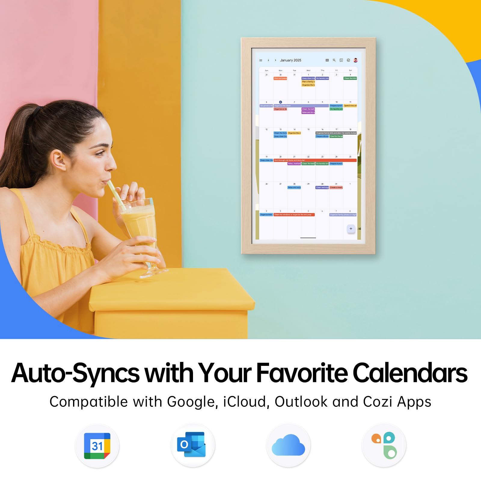 Snapklik.com : Digital Calendar: 21.5 Inch Electronic Calendar, Smart Touchscreen Interactive ...