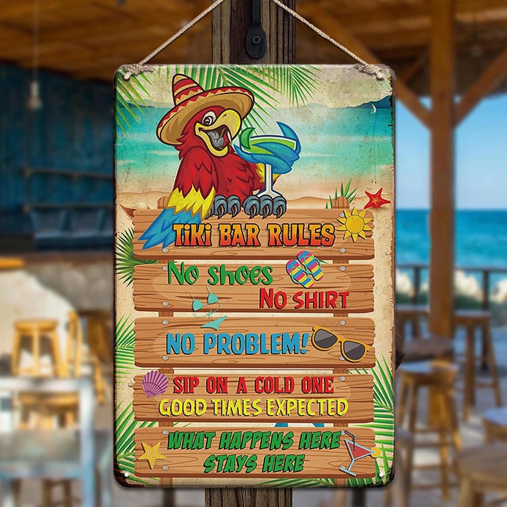 Amazon.com : YOYI ART Funny Tiki Bar Rules Sign - Metal Patio Signs for ...