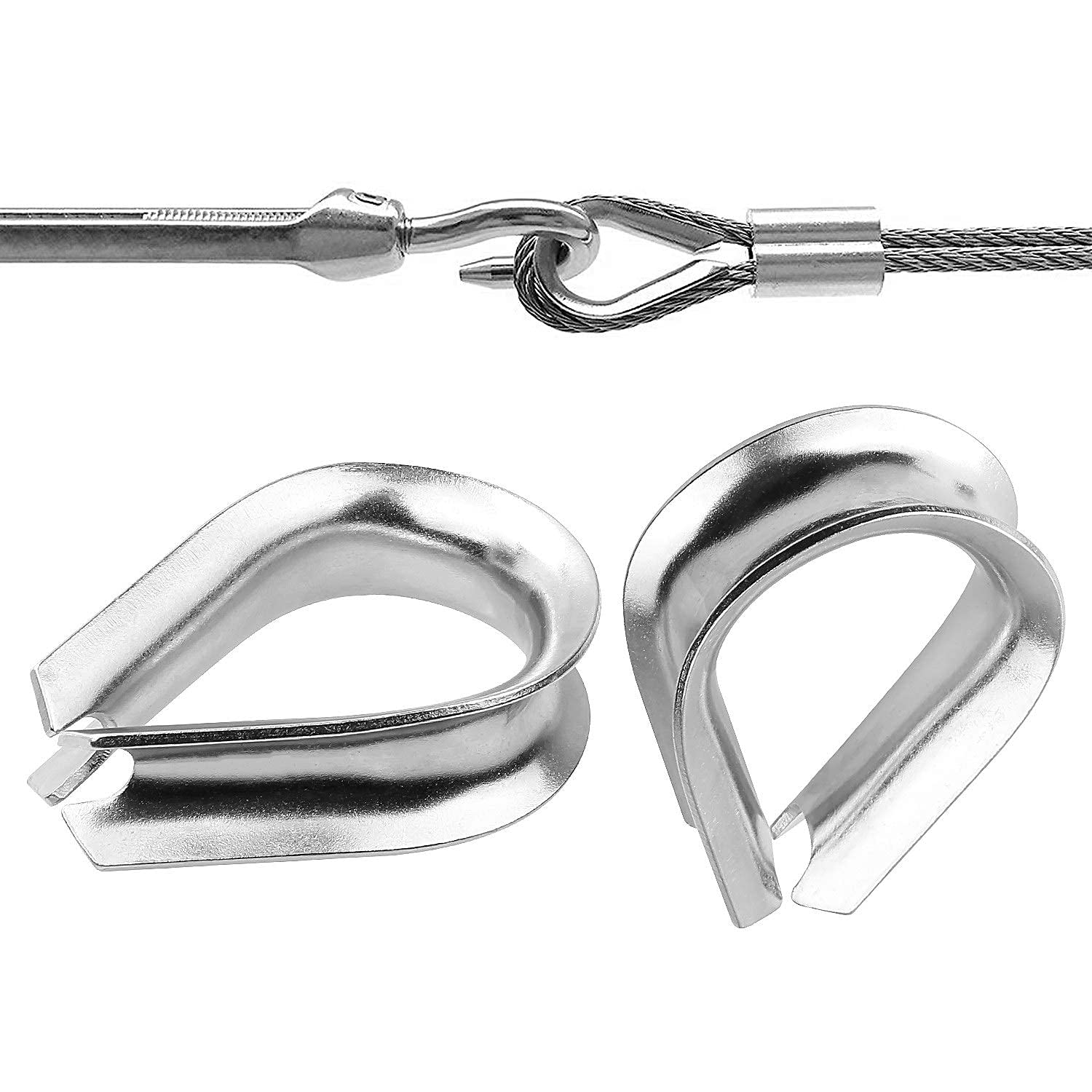 Snapklik.com : Aconnet 12PCS 1/2 Inch Wire Rope Thimbles M12 Cable ...