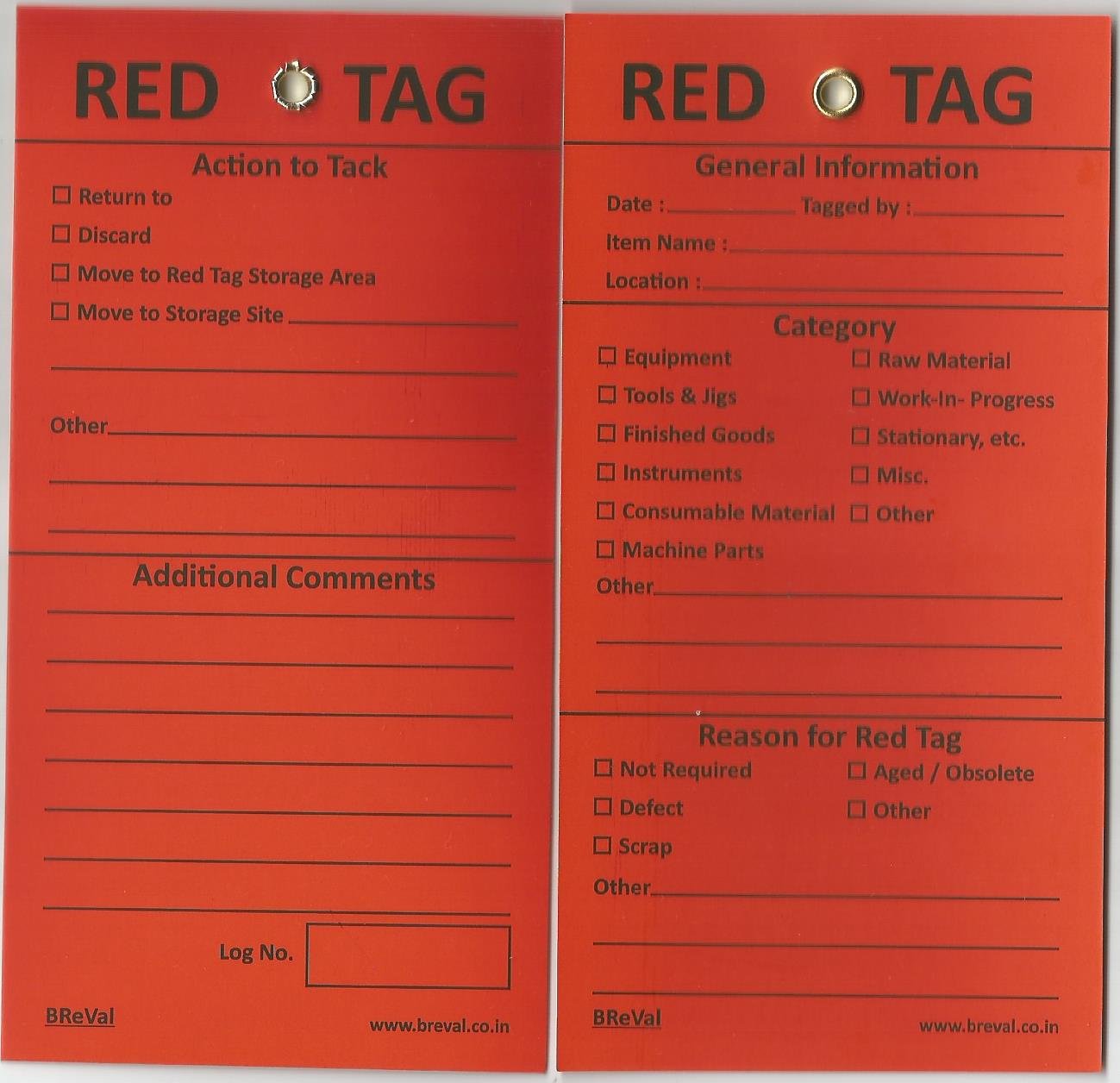 Brevalco 5S Supplies Lean Red Tag- Set of 50 : Amazon.in: Office Products