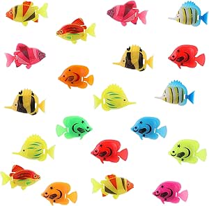 Cobee Aquarium Plastic Fish, Pack of 20 Artificial Floating Fish ...