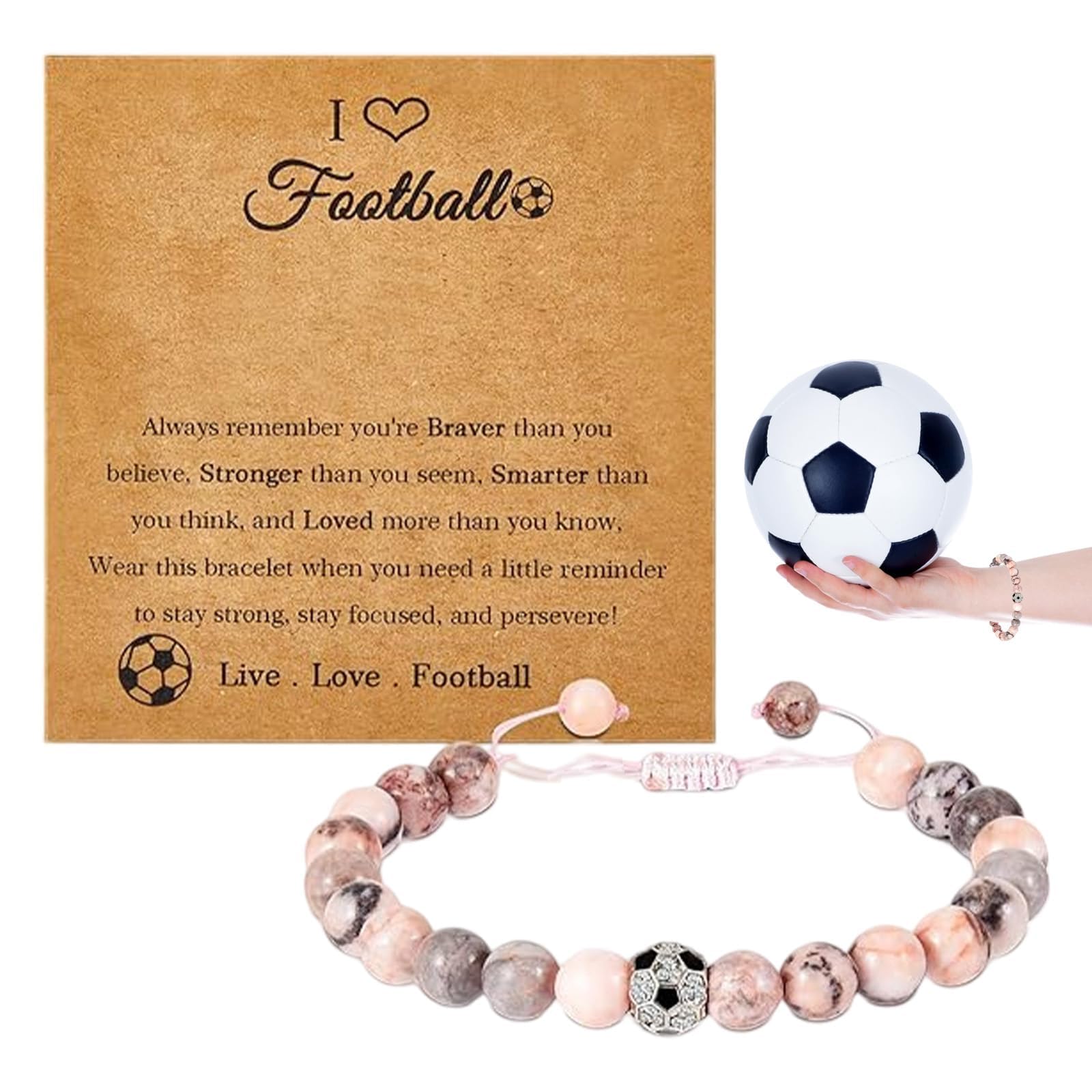 Vellivar Football Bracelet Gifts for Girls, Pink Bracelet Football ...