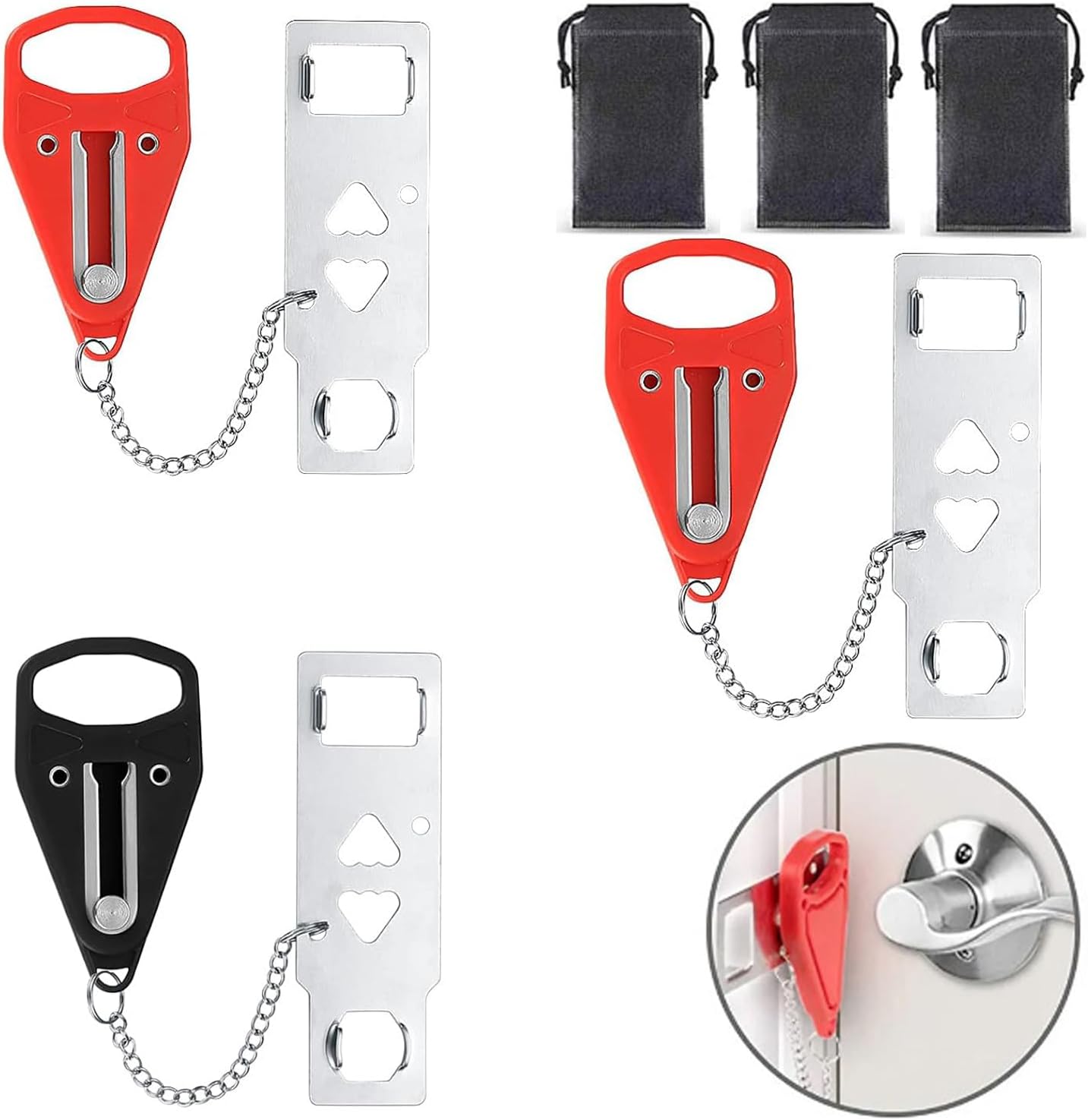 LxcshLjx 3 Pcs Portable Door Lock, Travel Security Door Lock, Extra ...