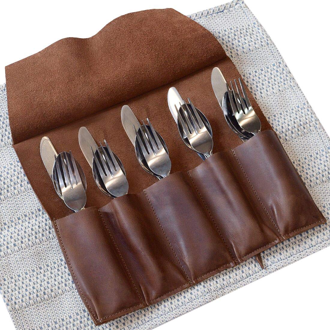Hide & Drink, Leather Cutlery Roll/for Picnic/Restaurants/Cafés/Home ...